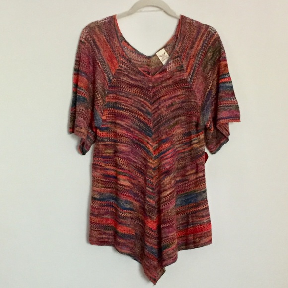 Faded Glory | Tops | Orange Blue Open Weave Tunic L Nwt | Poshmark